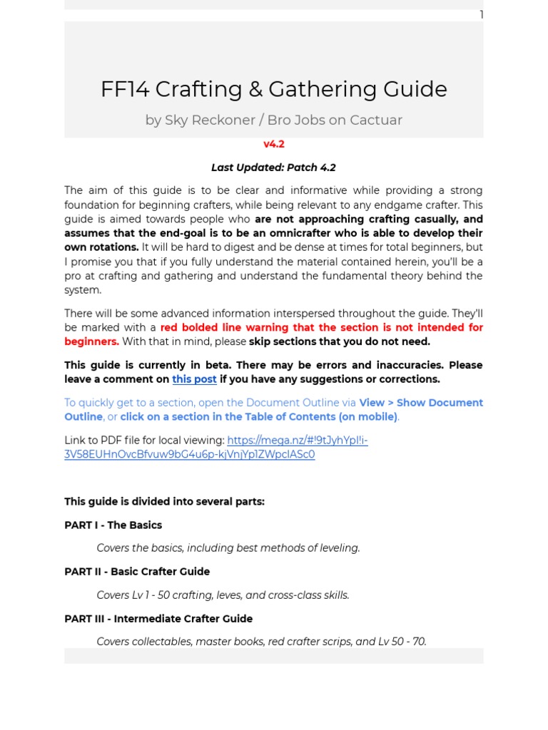 FF14 Crafting & Gathering Guide v4.2 | PDF | Menu (Computing)