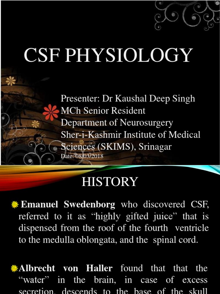 DR Kaushal CSF Physiology Presentation | PDF | Cerebrospinal Fluid | Physiology