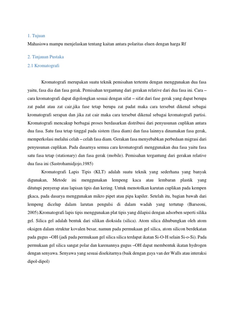 Uji KLT Dengan Berbagai Eluen | PDF Uji KLT Dengan Berbagai Eluen | PDF