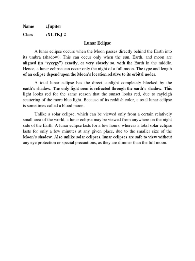 Lunar Eclipse Pdf Eclipse Moon