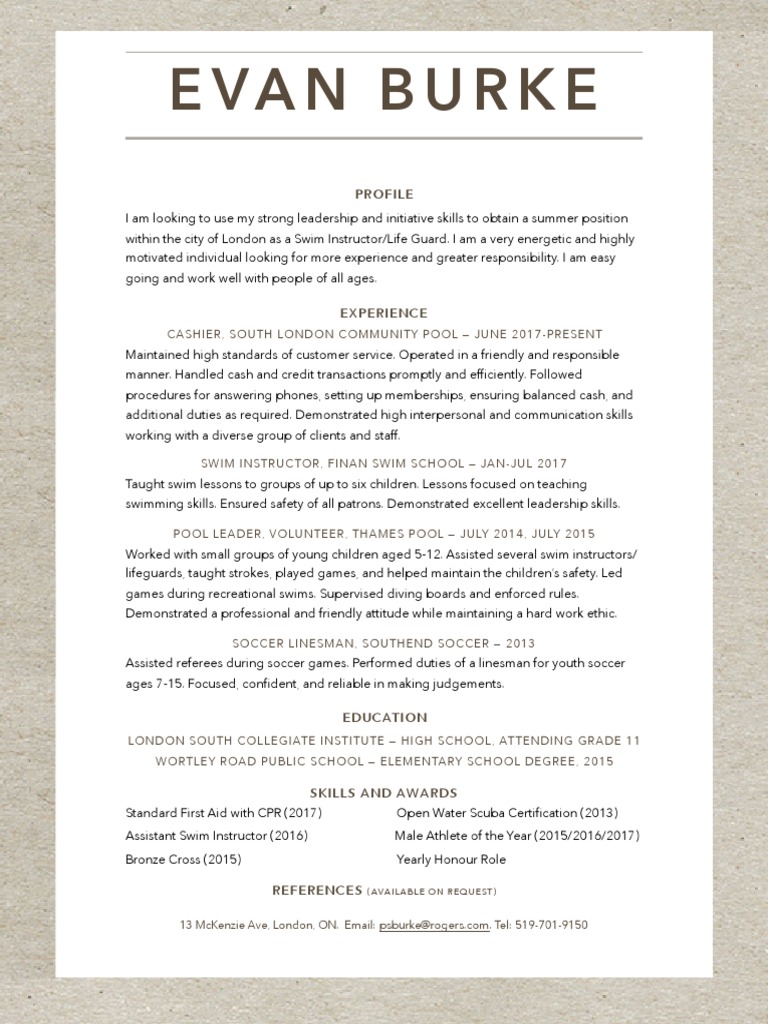 Resume Evan 2018 Dragged | PDF | Leisure | Recreation