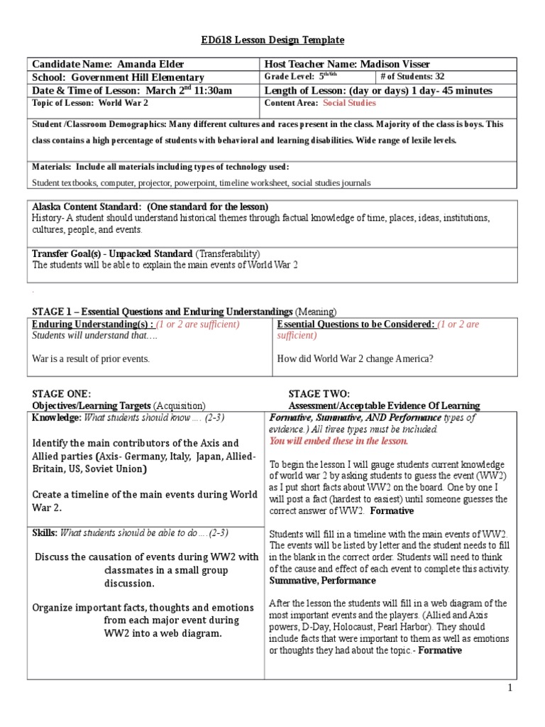 ww2 Lesson | PDF | Educational Assessment | World War II