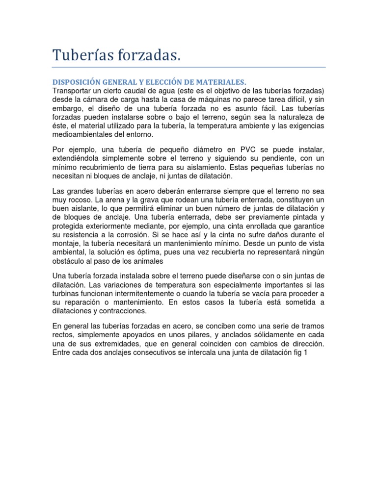 Tuberia Forzada | PDF | Tubería (transporte de fluidos) | Acero