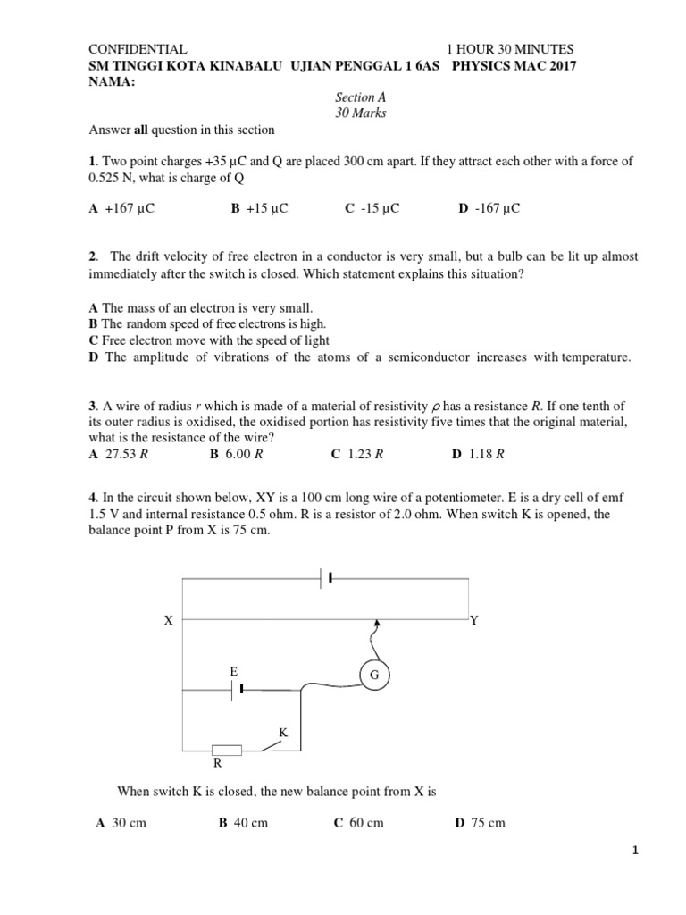 STPM Physics Sem 2 Past Year Paper | PDF | Capacitor | Series And ...