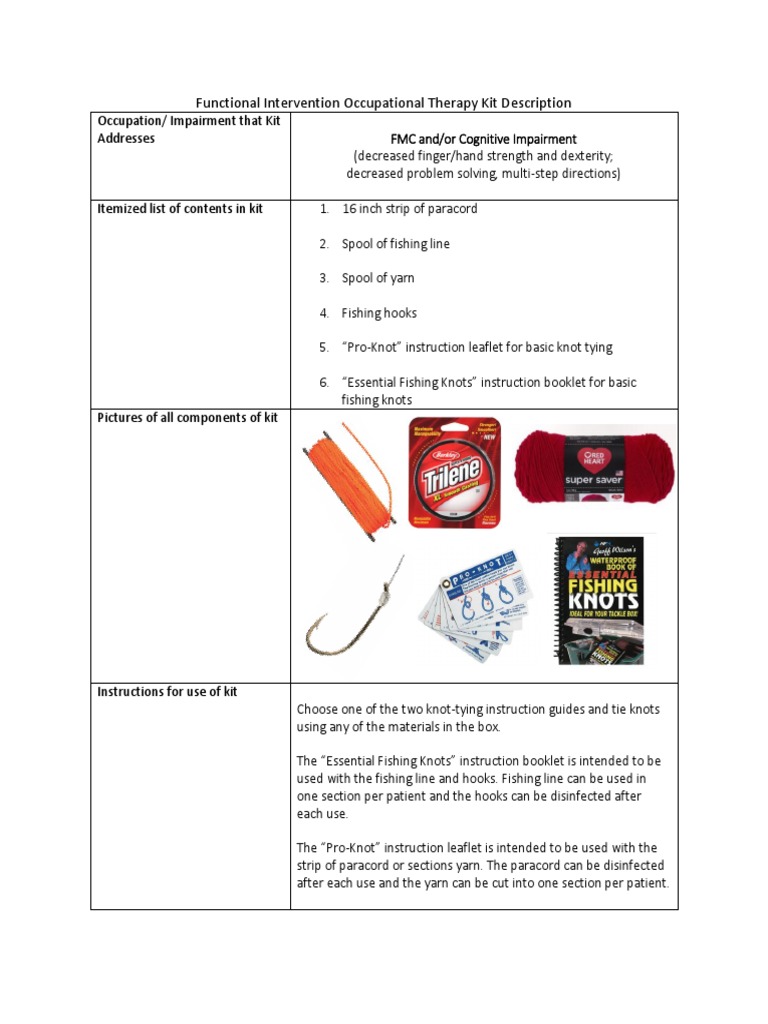 Functional Intervention Occupational Therapy Kit Description | PDF ...