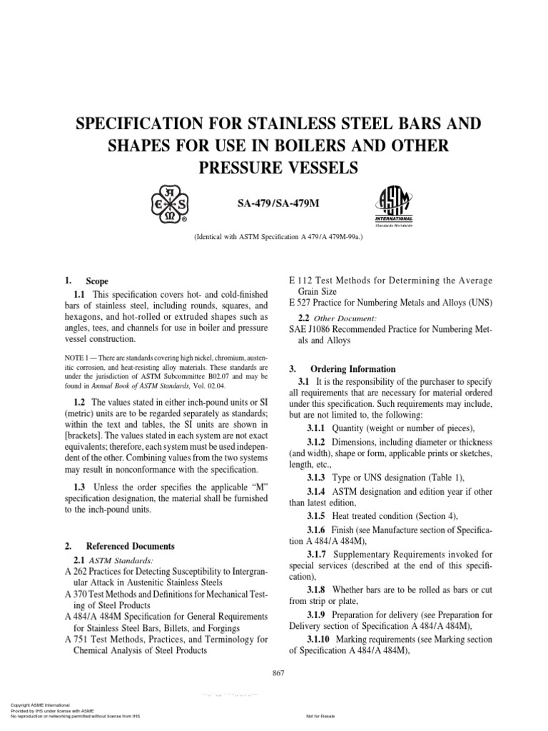 Sa 479 | PDF | Annealing (Metallurgy) | Heat Treating