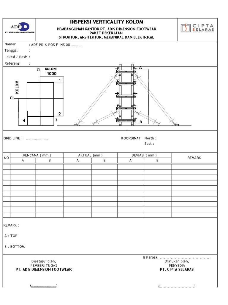 Adf PK K Pos F Ins 08 Form Inspeksi Verticality Kolom | PDF