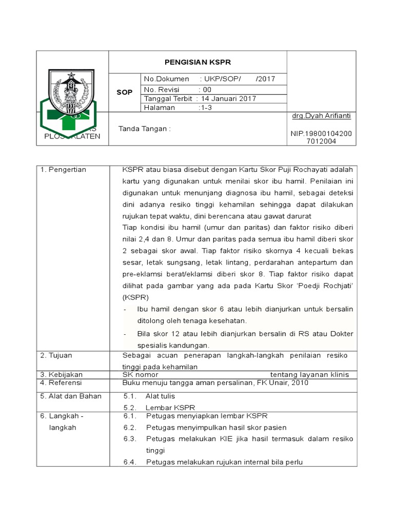 Sop Pengisian KSPR | PDF