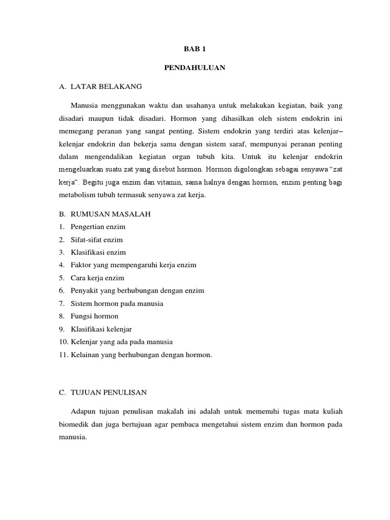 Makalah Enzim Dan Hormon | PDF