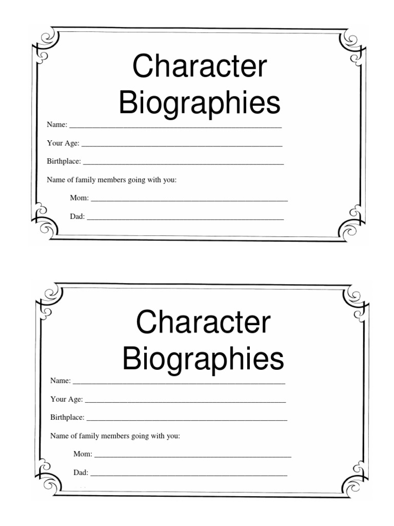 Character Biography Template | PDF | Family | Society