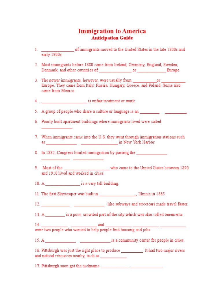 Immigration To America Assessment Medt | PDF | Immigration | Transport