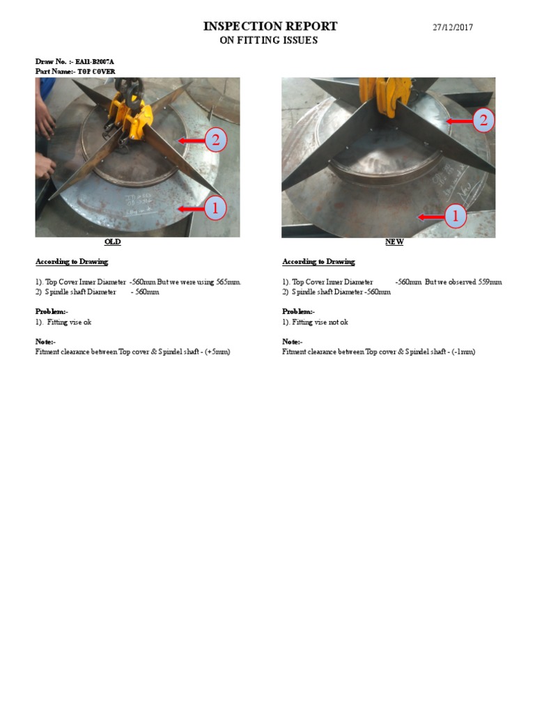 Inspection Report: On Fitting Issues | PDF