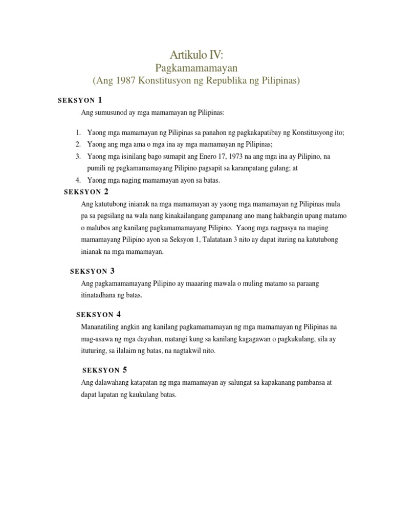 Artikulo IV | PDF