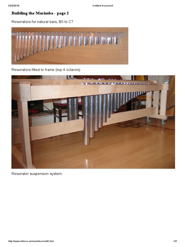 Building The Marimba - Page 2: Resonators For Natural Bars, B3 To C7 ...