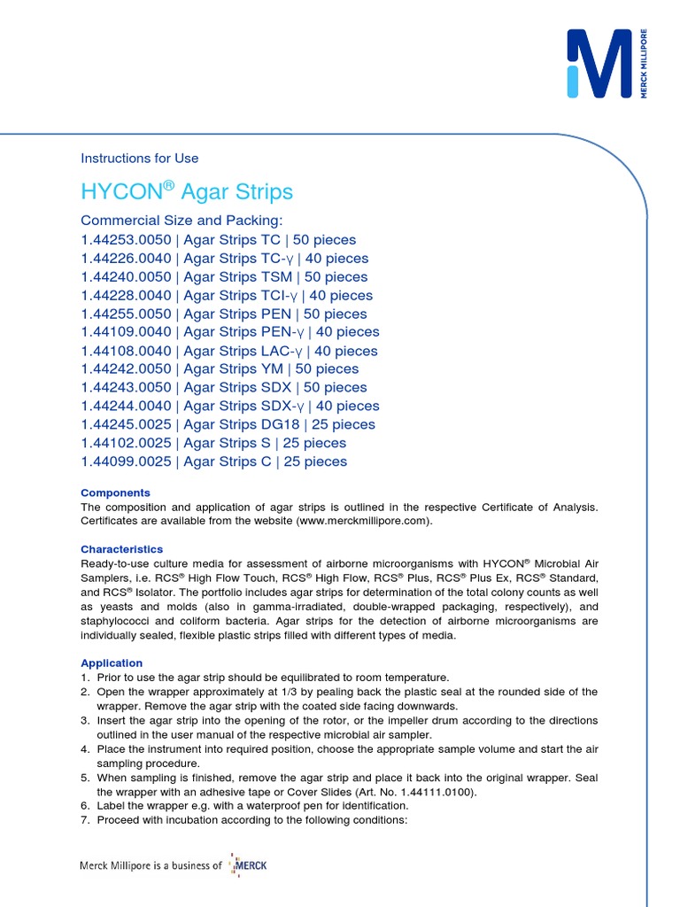 MM Instructions For Use HYCON Agar Strips en 1306 | PDF | Agar | Shelf Life
