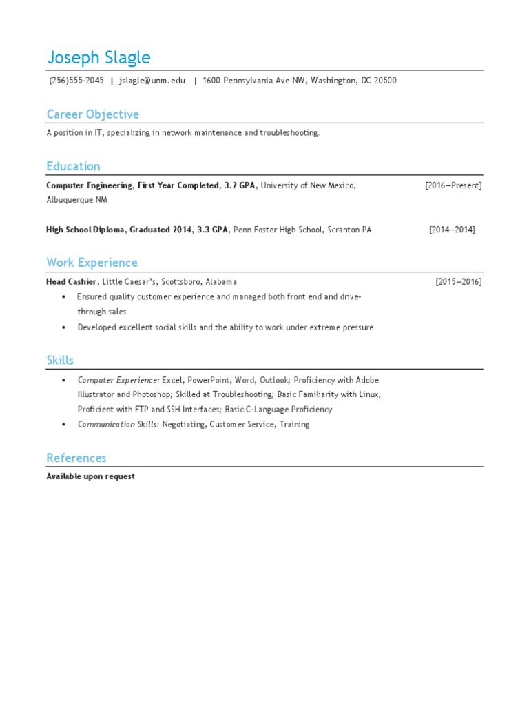 Joseph Slagle: Career Objective | PDF