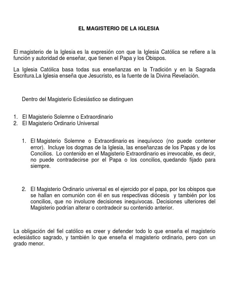 Funciones del Magisterio de la Iglesia | PDF | Religiones abrahámicas ...