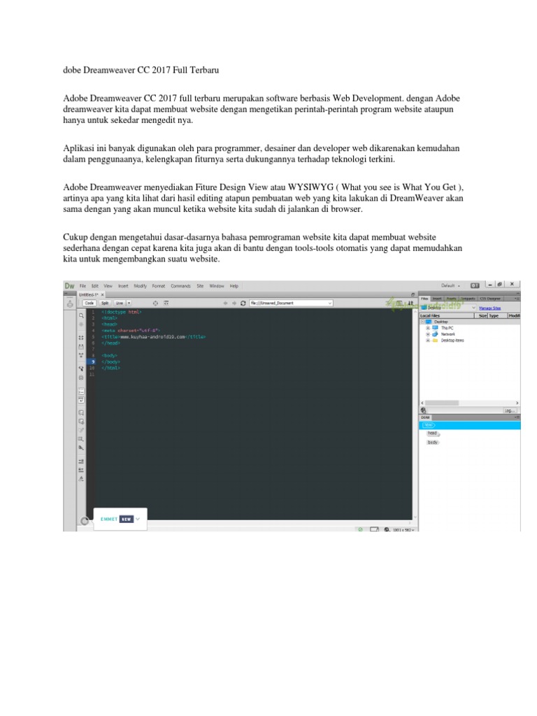 Download dan Instal Adobe Dreamweaver CC 2017 | PDF