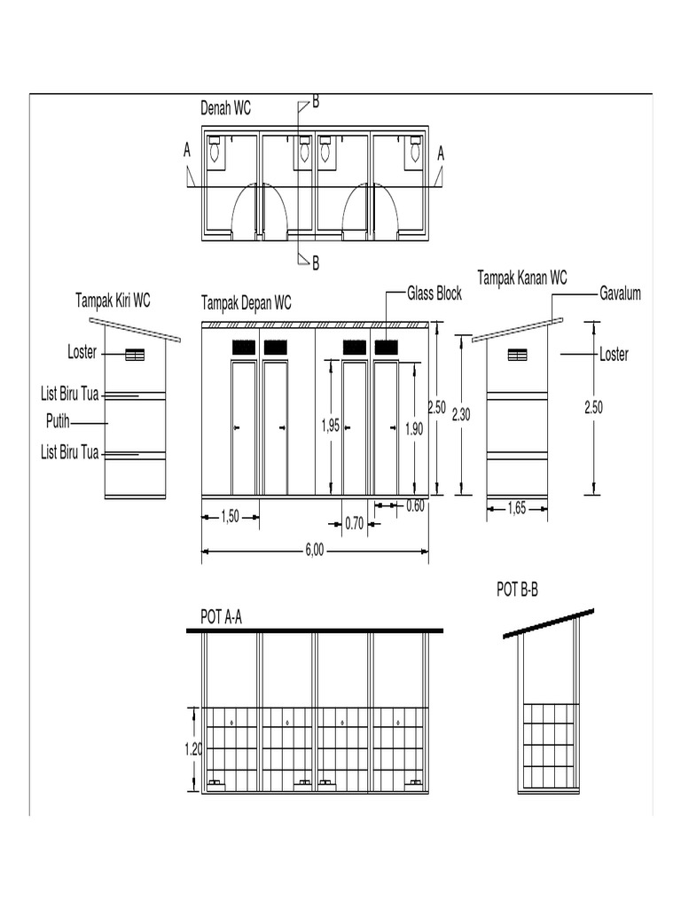 Denah dan tampak WC | PDF