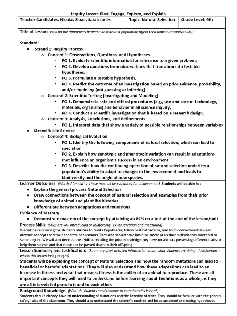 3es Lesson Plan | Download Free PDF | Natural Selection | Evolution