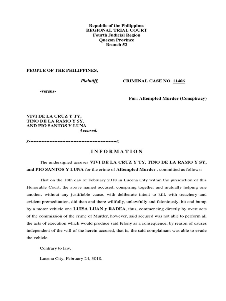 Plaintiff, Criminal Case No. 11466: Accused. X - X | Download Free PDF ...