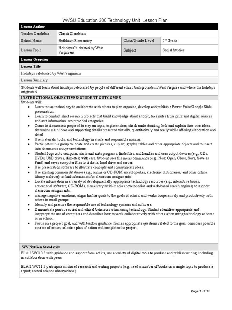 Ed 300 Technology Unit Lesson Plan 1 | PDF | Websites | Lesson Plan