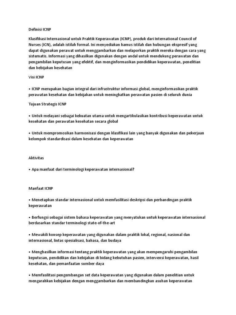 Definisi ICNP | PDF | Kesehatan Holistik