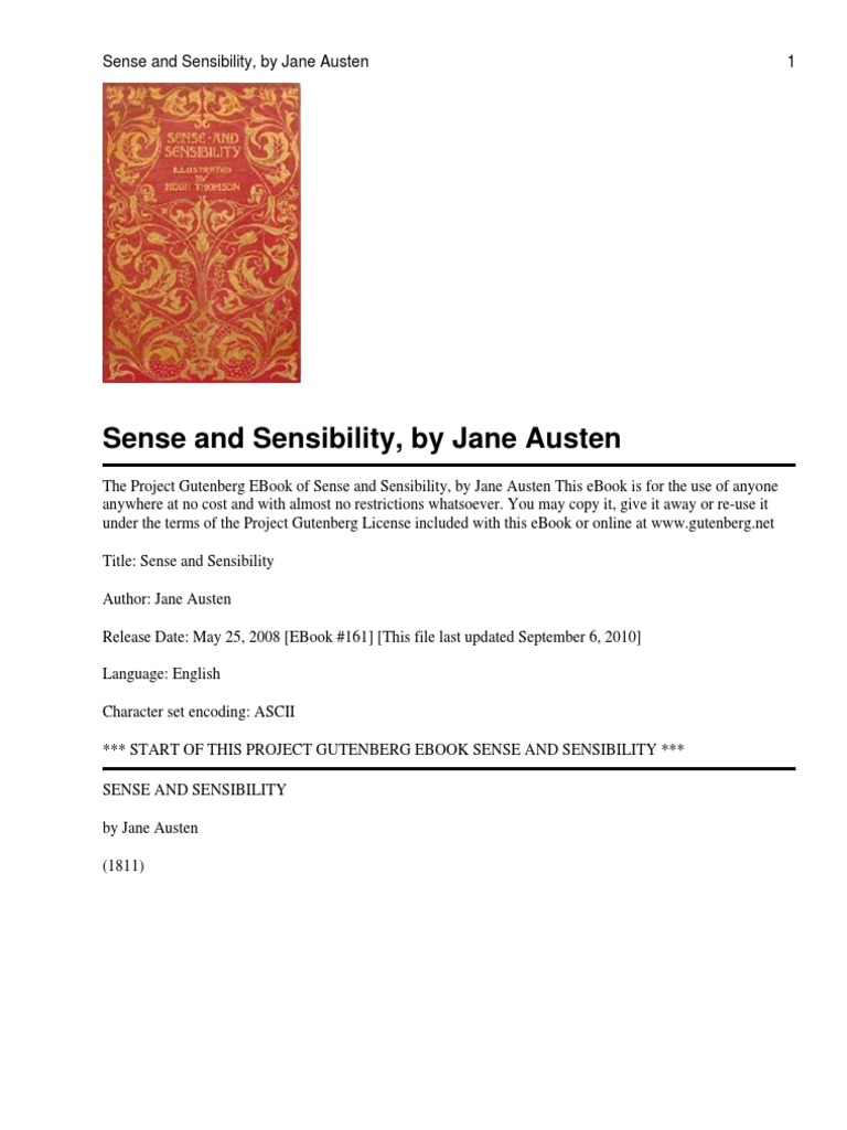Sense and Sensibility PDF Download | PDF | Elinor Dashwood | Sense And ...