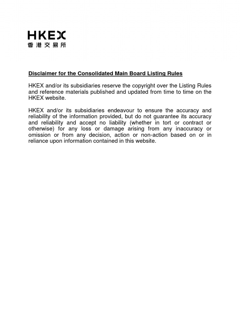 Hong Kong Listing Rules | PDF | Securities (Finance) | International ...