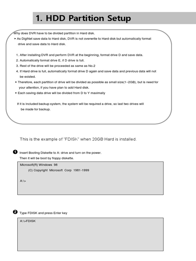 HDD Partition Setup (Eng) - 0531 | PDF | Dos | Hard Disk Drive
