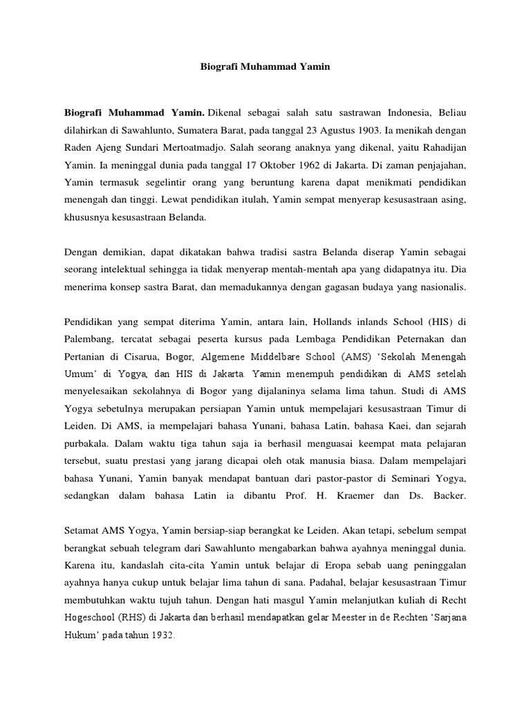 Biografi Muhammad Yamin | PDF