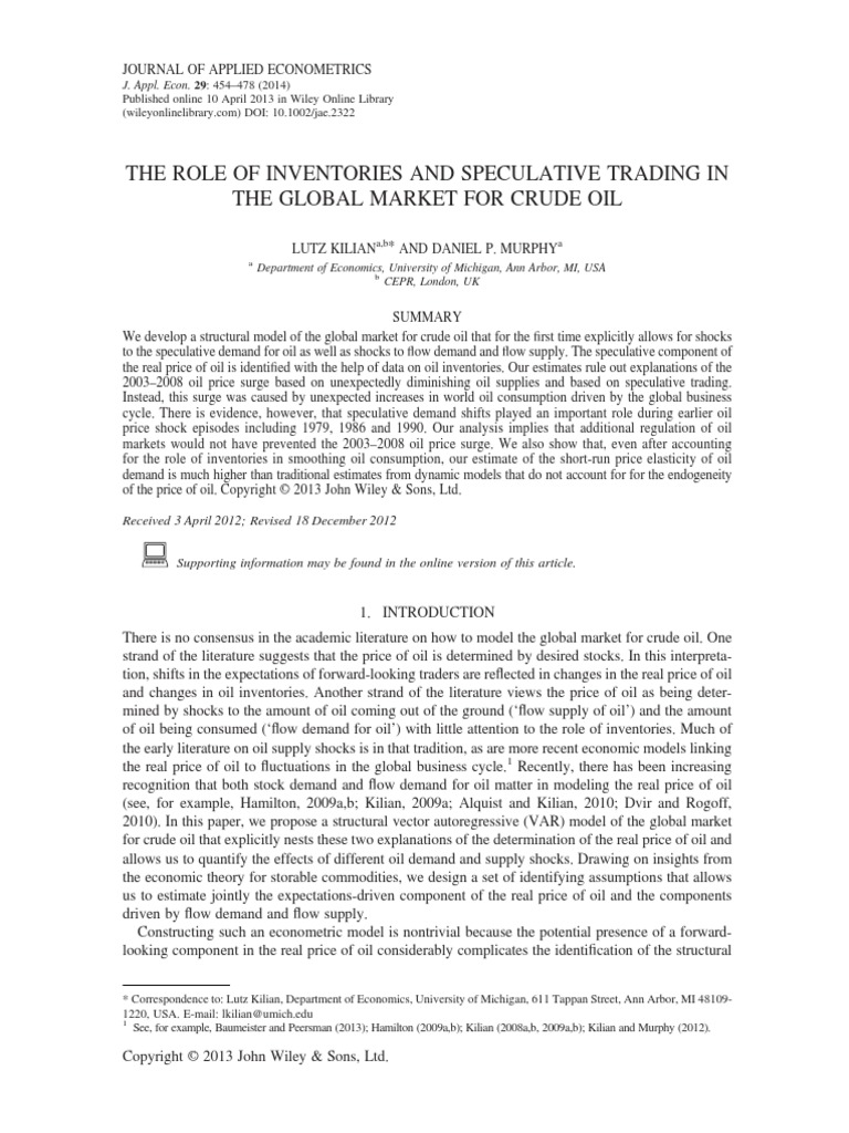 Crude Oil 1 | PDF | Price Of Oil | Speculation