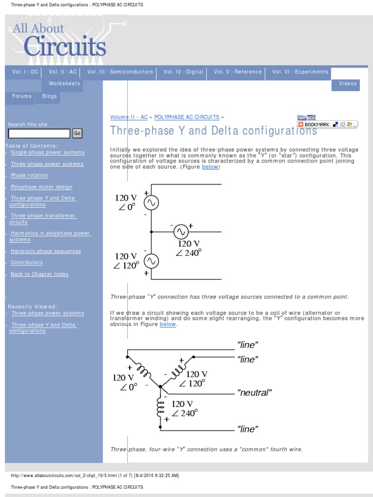 Three-Phase Y and Delta Configurations - POLYPHASE AC CIRCUITS | PDF | Alternating Current | Voltage
