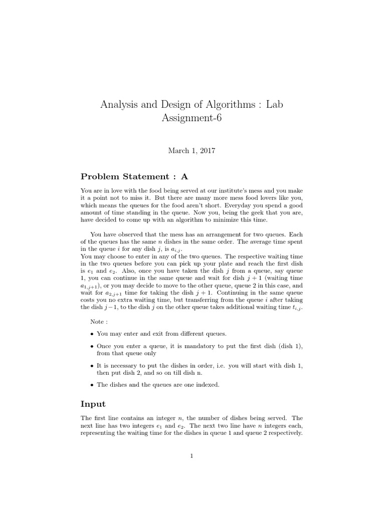 Analysis and Design of Algorithms: Lab Assignment-6: Problem Statement: A | PDF | Mathematical ...