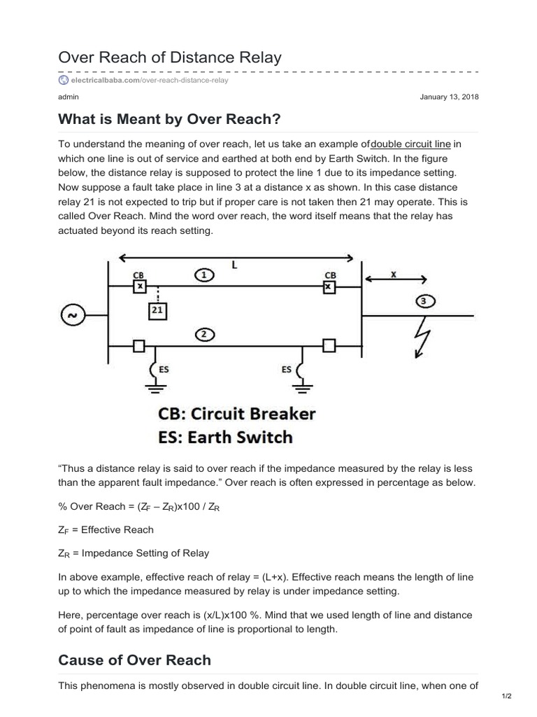 Over Reach of Distance Relay Explained | PDF | Relay | Electrical Impedance