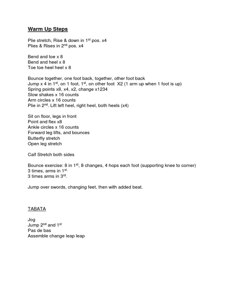 Warm Up Steps | PDF