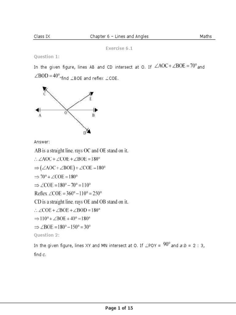 Unit VI Lines and Angles | PDF | Line (Geometry) | Triangle