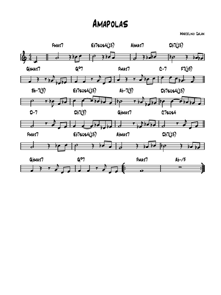 Amapolas: Fmaj7 Eñ7Sus4 (13) Añmaj7 Dñ7 | PDF