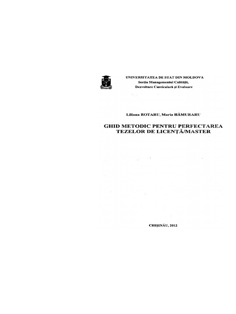 Ghid Metodic Pentru Elaborarea Unei TEZE, USM | PDF
