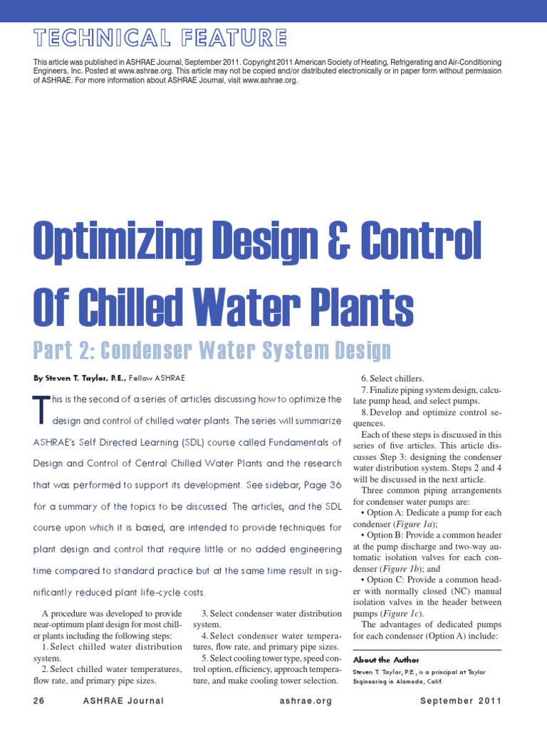 ASHRAE Journal - Optimizing Design Control of Chilled Water Plants Part ...