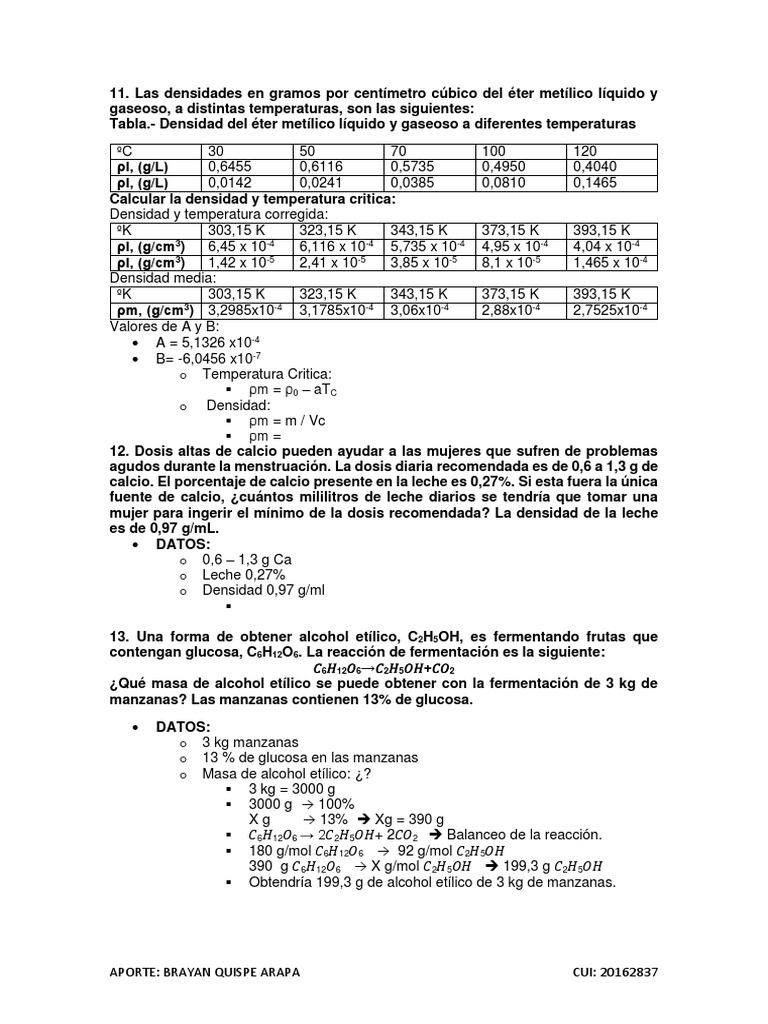 EJERCICIOS - BRAYAN Fisiocquimica | PDF | Metano | Gases