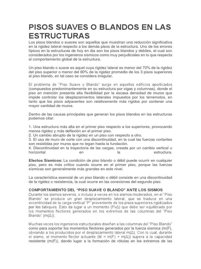 Pisos Suaves o Blandos en Las Edificaciones | PDF | Rigidez | Temblores
