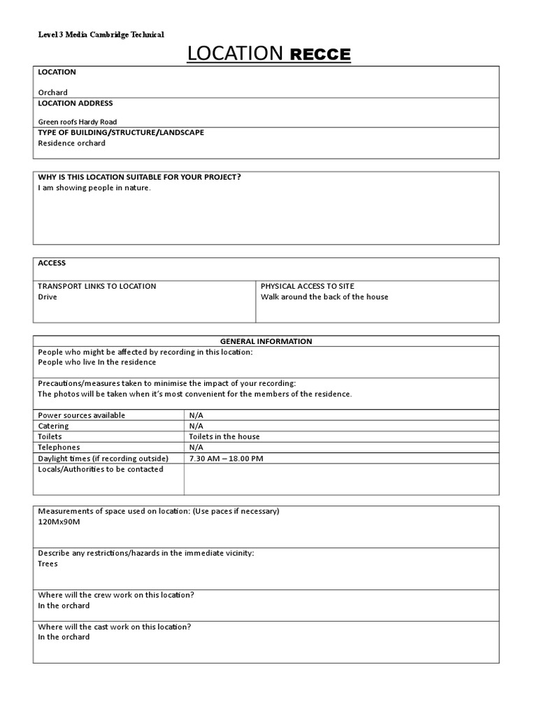 Location Recce 3 | PDF