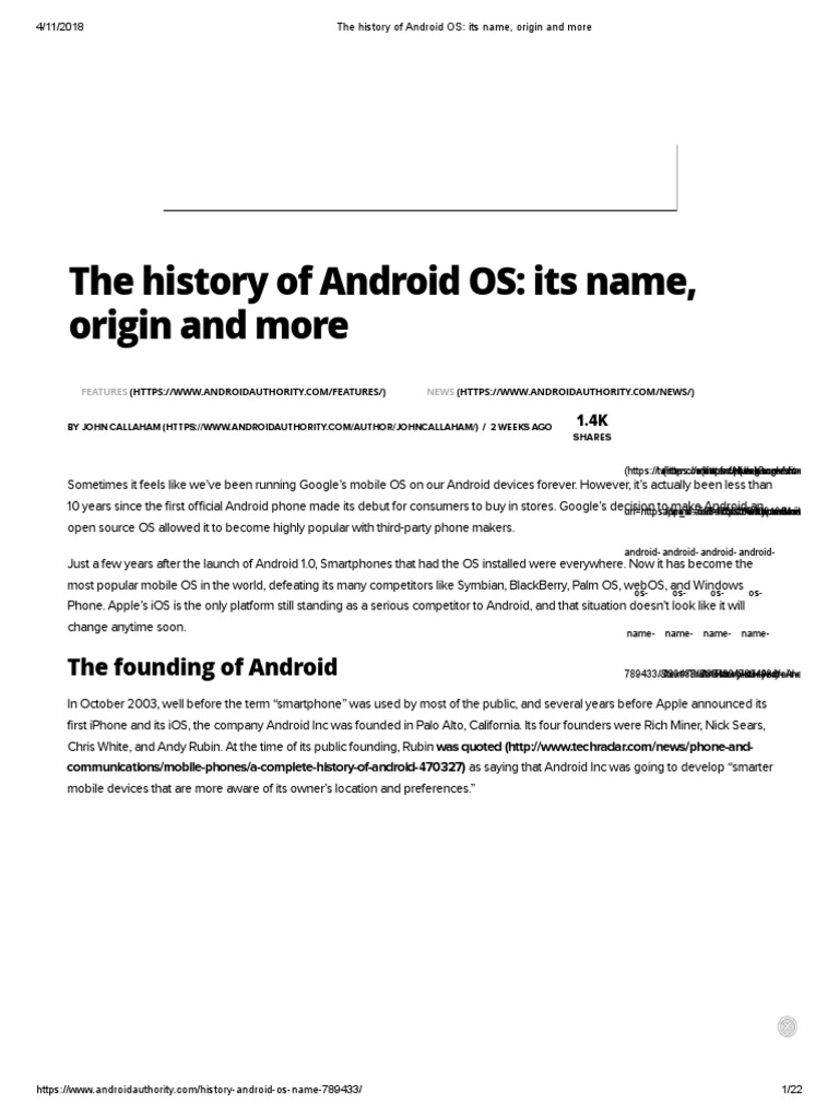 The History of Android OS - Its Name, Origin and More | PDF | Android ...