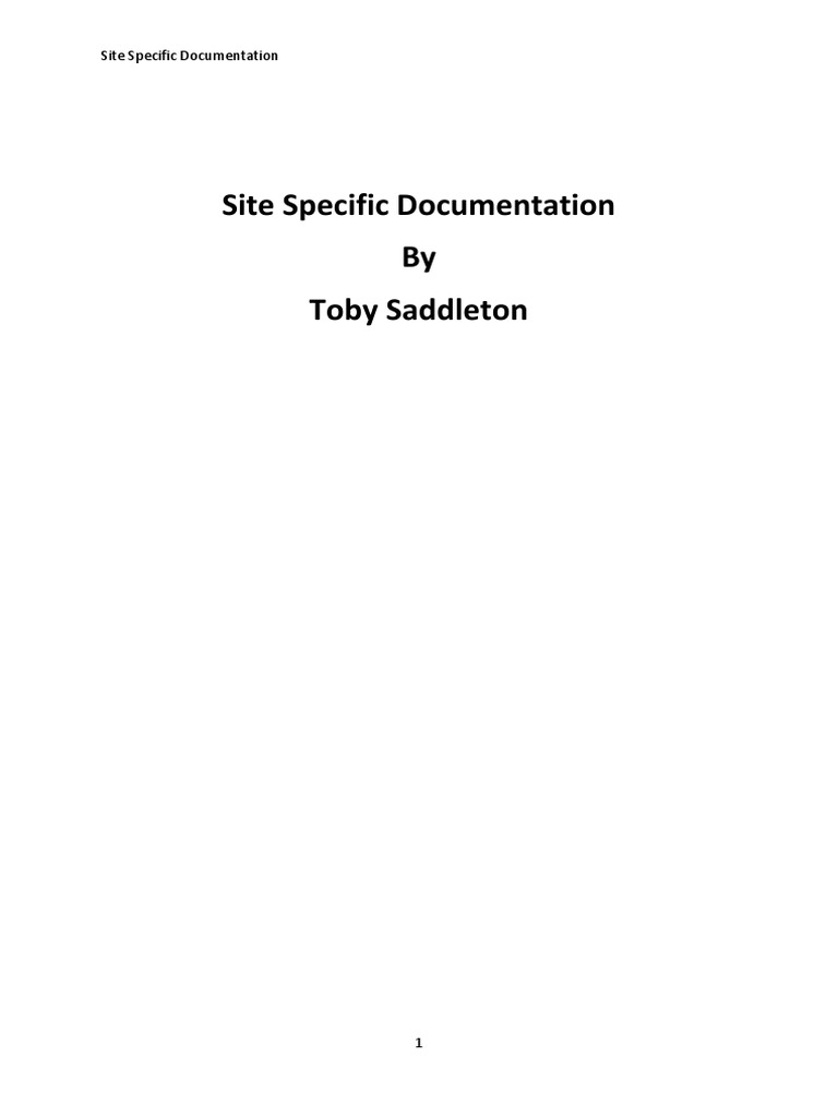 Toby Saddleton - A Site Specific Documentation | PDF | J. M. W. Turner