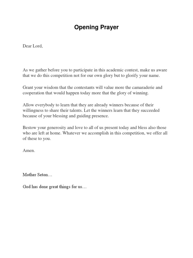 Opening Prayer | PDF