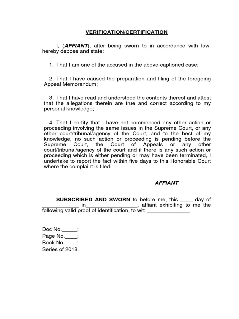 Verification/Certification: Affiant | PDF