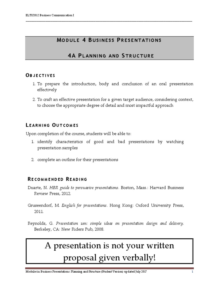 Business Presentation Planning Guide | PDF | Persuasion | Business