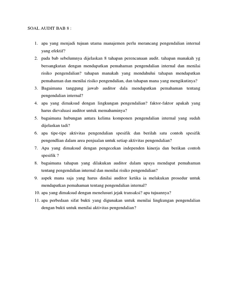 Soal Audit Bab 8 | PDF