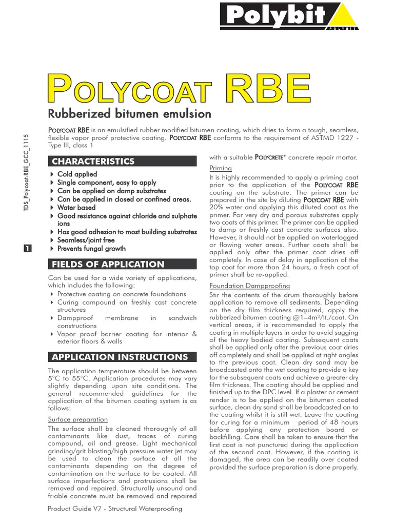 TDS Polycoat RBE | PDF | Asphalt | Concrete